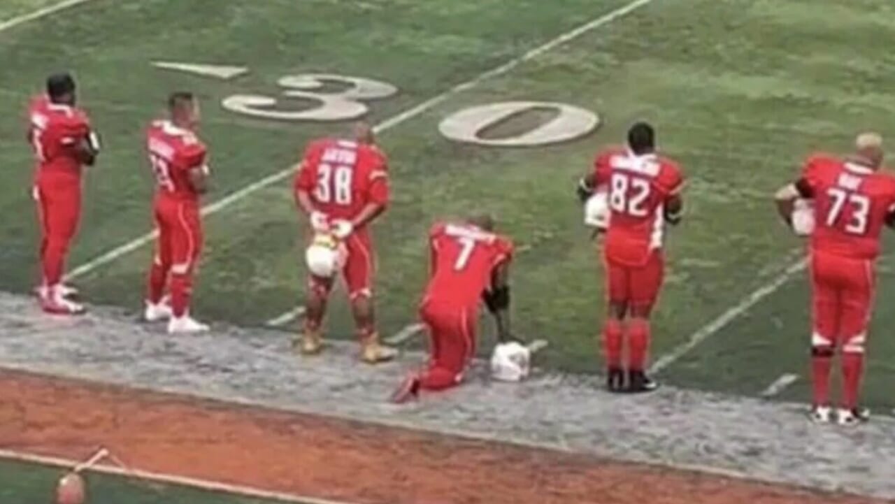 Brave firefighter under fire for taking a knee during charity football ...