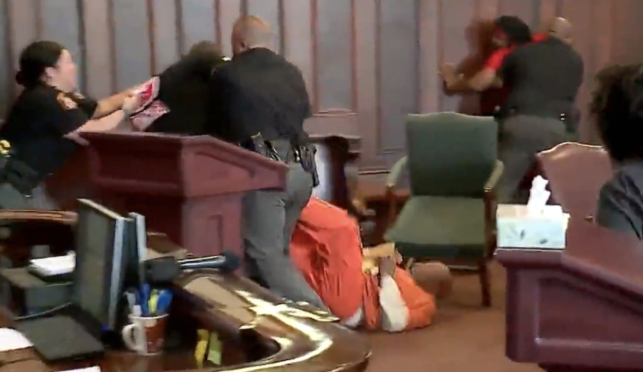 Courtroom explodes as murder victim's sons attack man who killed their ...