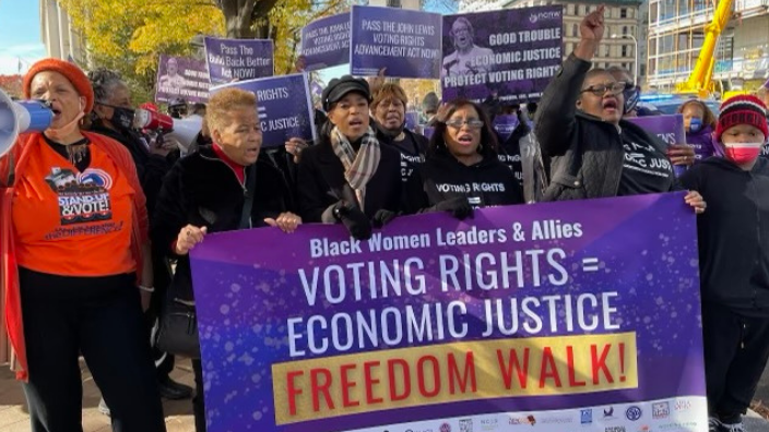Voting rights protests return in Washington after Biden finally passes ...